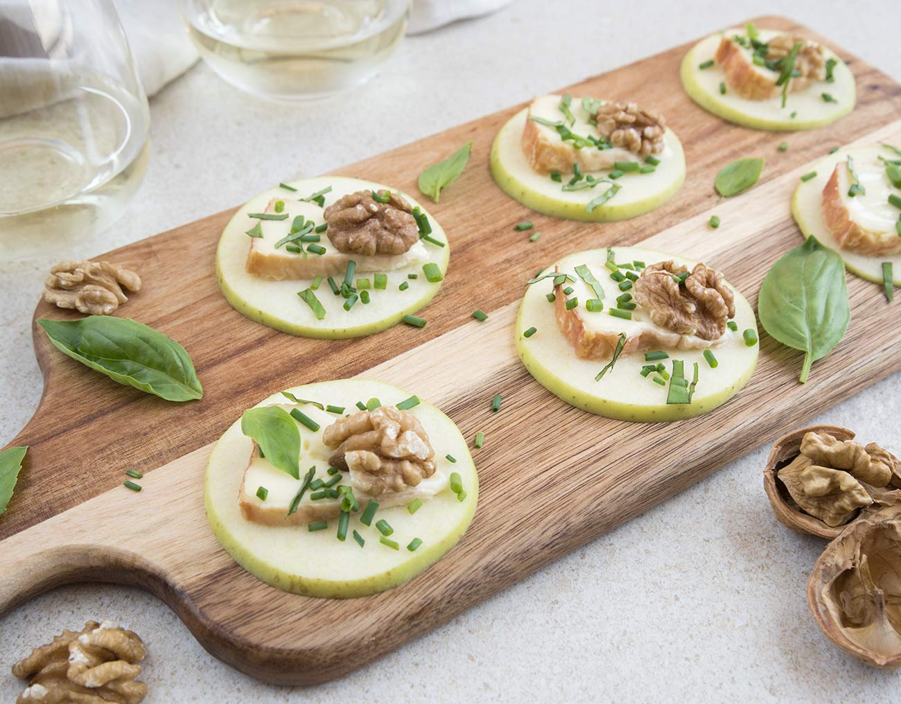 Apple, Epoisses cheese, walnut and herb snacks - Germain
